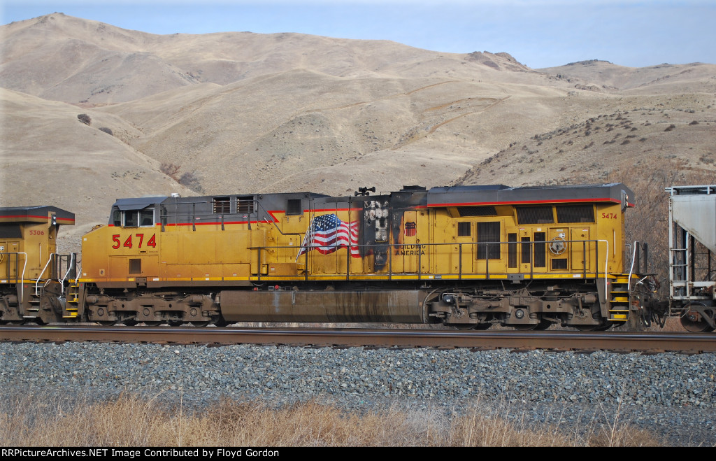 UP 5474 has just arrived in yard on west bound UP freight